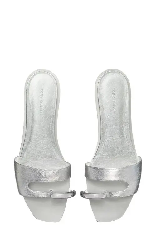 Tory Burch Pierced Slide Sandal - Bright Silver / Silver