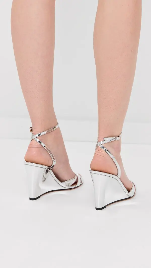 AQUAZZURA Tati 85 Wedge Sandals - Silver