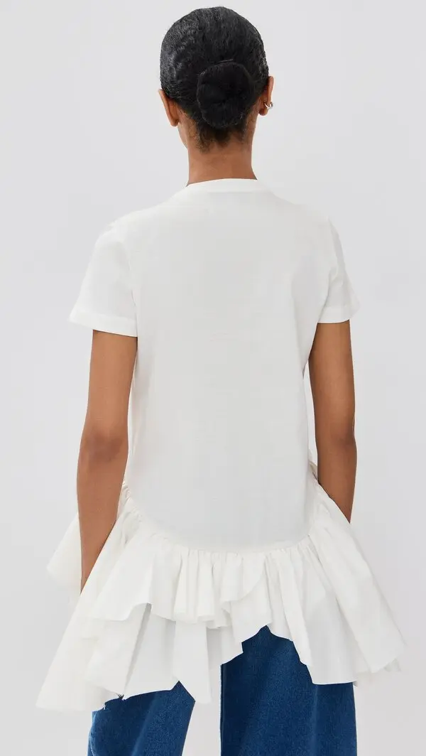Marques' Almeida Cap-Sleeve T-Shirt With Frill And Lace Hem In