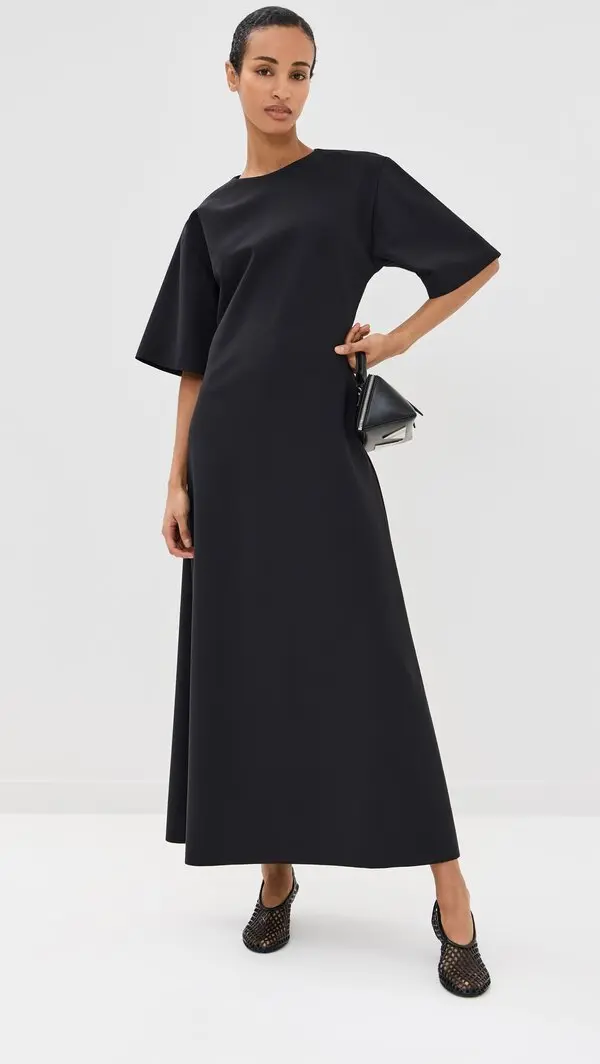 long sleeve knee length black dress Jane Classic Black Long Sleeve Bodycon Midi Dress for Women, Polyester and Elastane, XL
