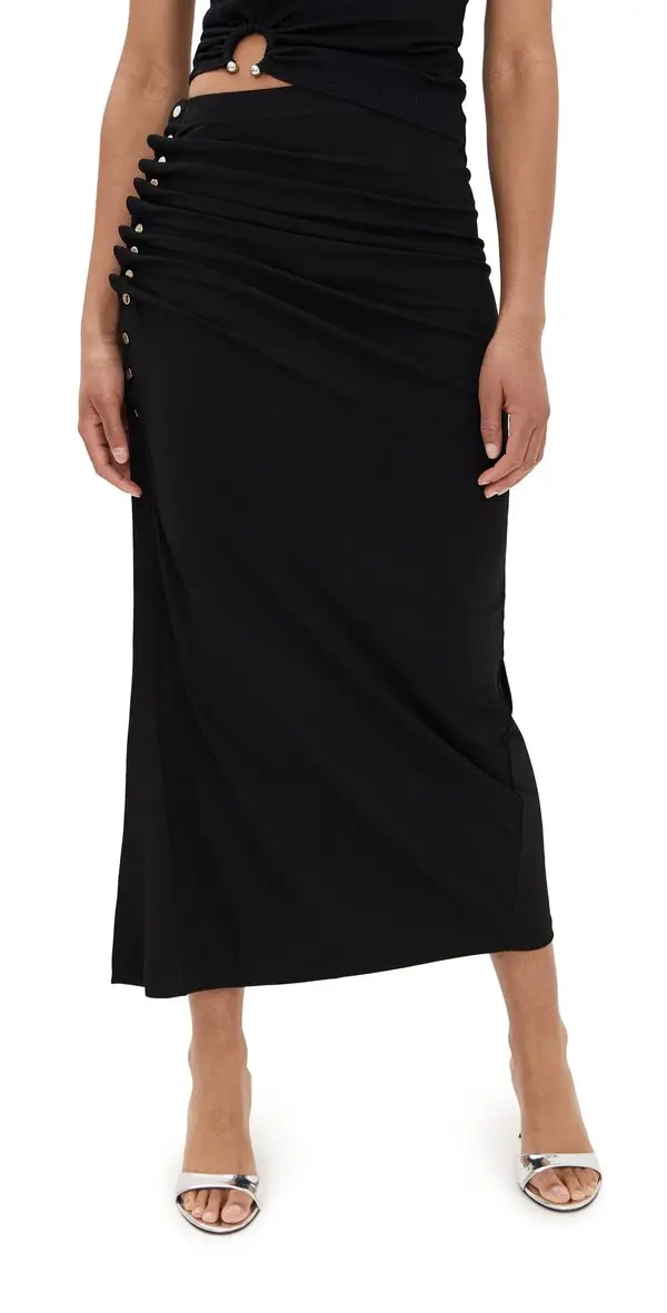 Rabanne Long Draped Skirt - Black