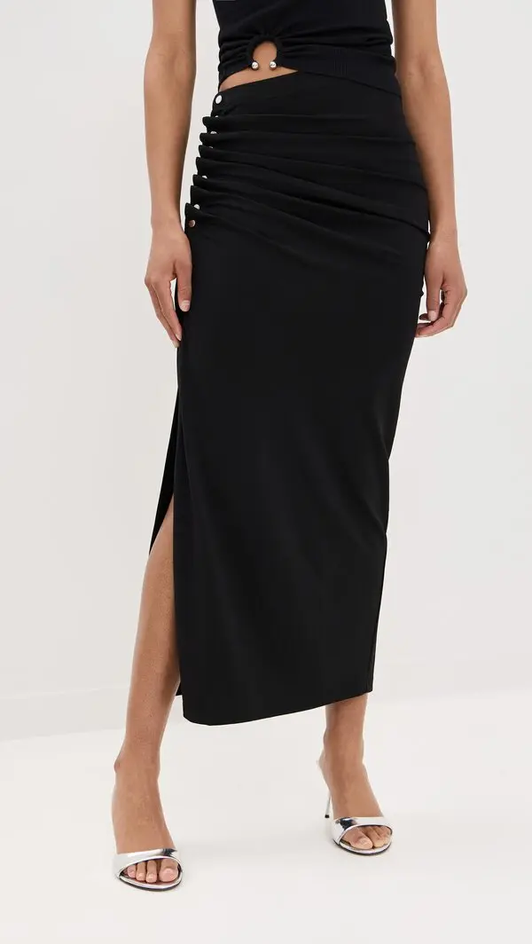 Rabanne Long Draped Skirt - Black