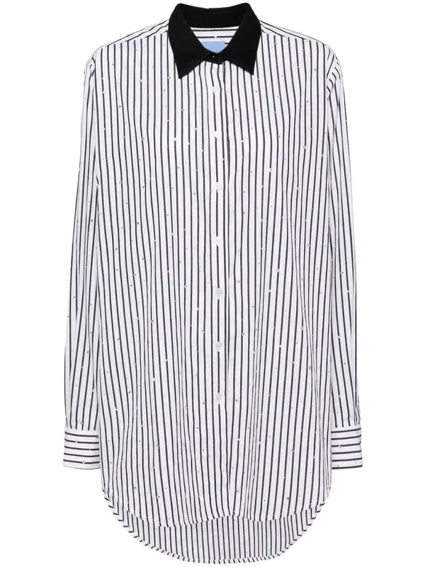 MACGRAW Striped Oversized Shirt - Black