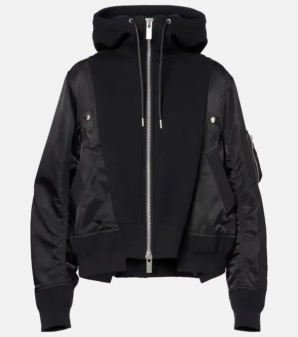 Sacai Paneled Cotton-blend Zip-up Hoodie