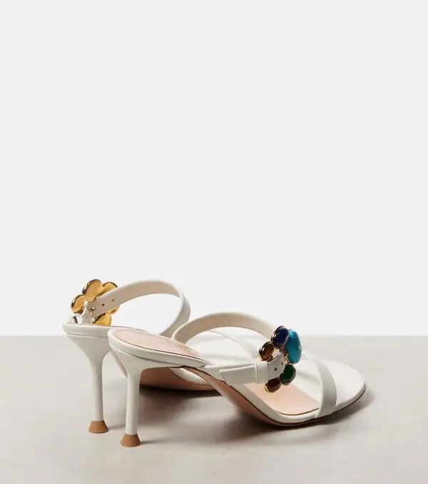 GIANVITO ROSSI Embellished Leather Mules - White