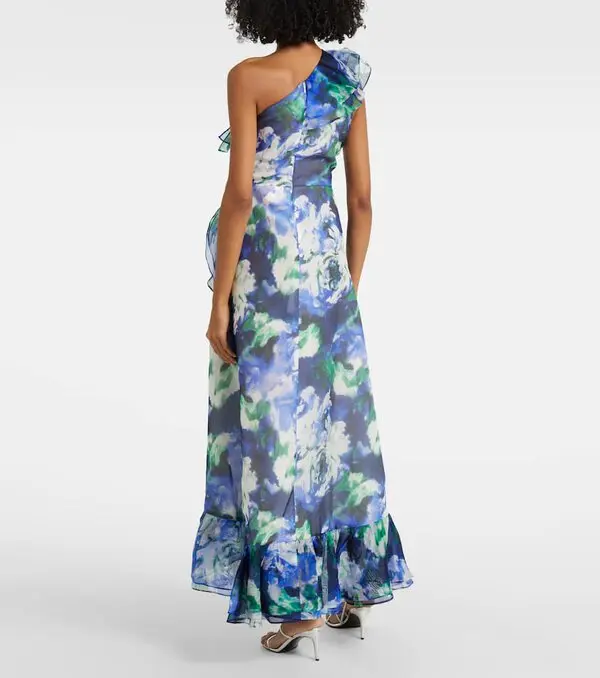 Costarellos Carmea Floral Silk Organza Maxi Dress