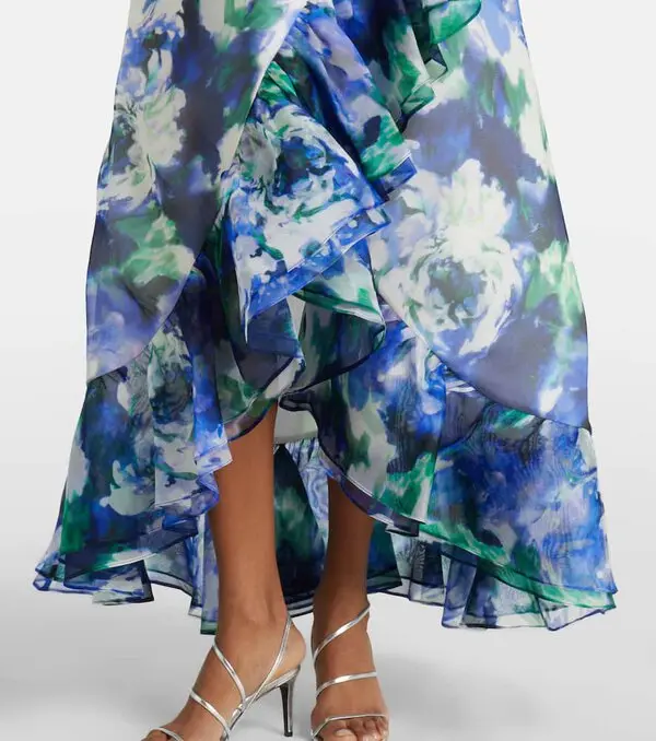 Costarellos Carmea Floral Silk Organza Maxi Dress