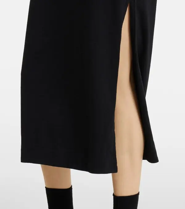 Sacai Puff-sleeve Cotton-blend Jersey Midi Dress