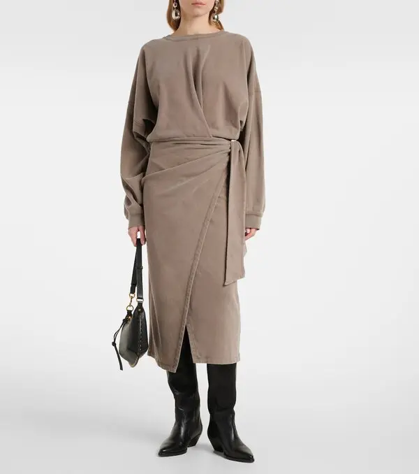 MARANT ETOILE Sandrina Draped Cotton Midi Dress - Green