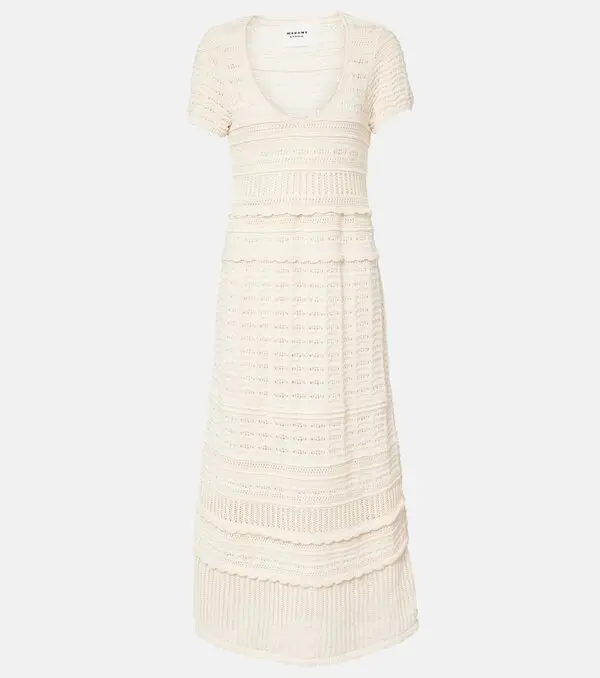 MARANT ETOILE Aurore Knitted Cotton Midi Dress - White