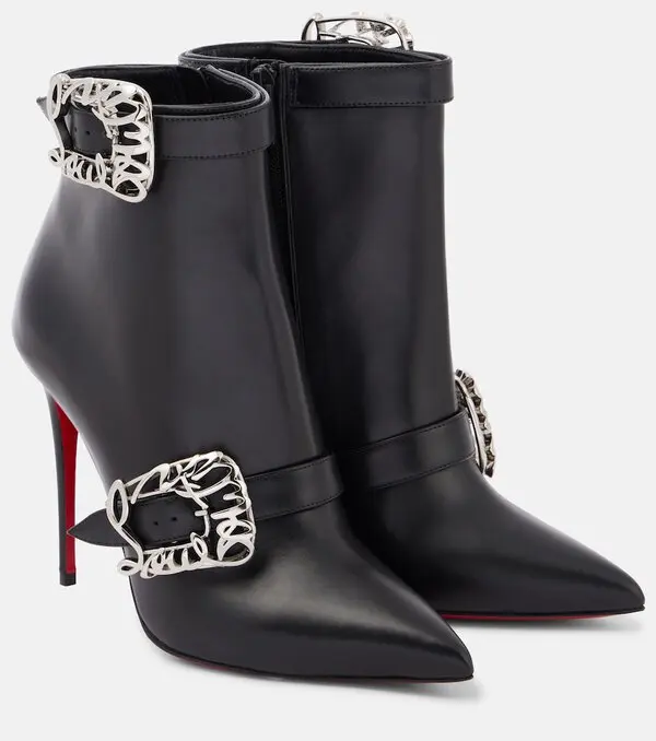CHRISTIAN LOUBOUTIN Giddylina 100 Leather Ankle Boots - Black