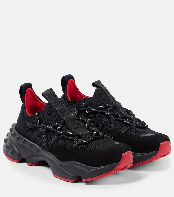 CHRISTIAN LOUBOUTIN Trailnrun Suede-trimmed Sneakers - Black