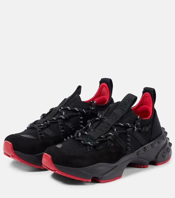CHRISTIAN LOUBOUTIN Trailnrun Suede-trimmed Sneakers - Black