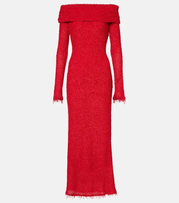 Isabel Marant Ormany Jersey Bouclé Maxi Dress - Red