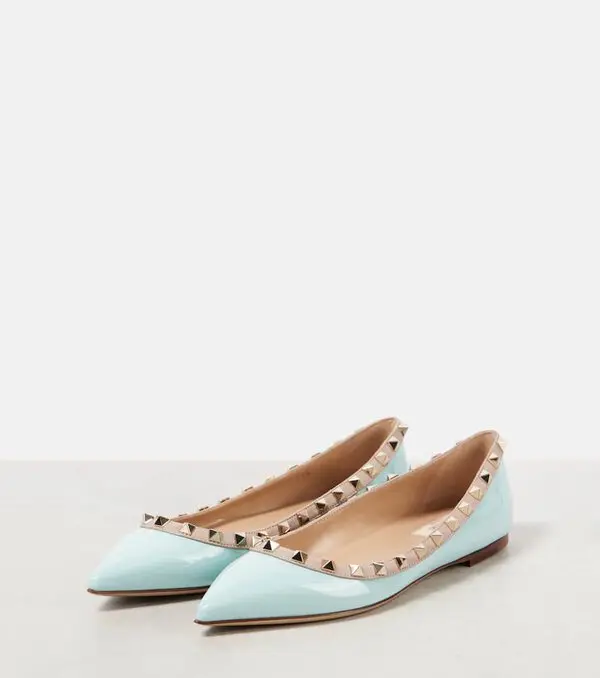 Valentino Garavani Rockstud Patent Leather Ballet Flats