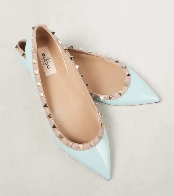 Valentino Garavani Rockstud Patent Leather Ballet Flats