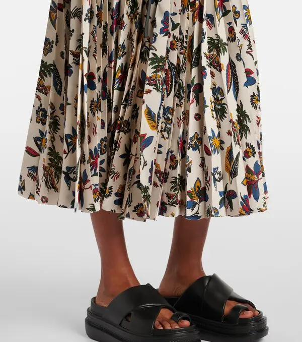 Sacai Printed Pleated Midi Skirt