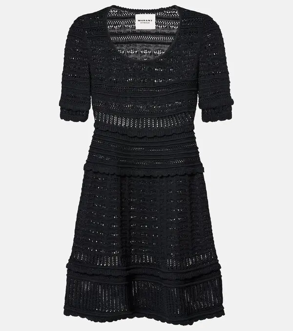 MARANT ETOILE Abril Knitted Cotton Minidress - Black