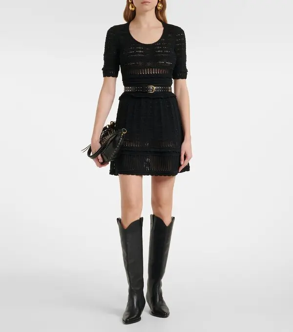 MARANT ETOILE Abril Knitted Cotton Minidress - Black