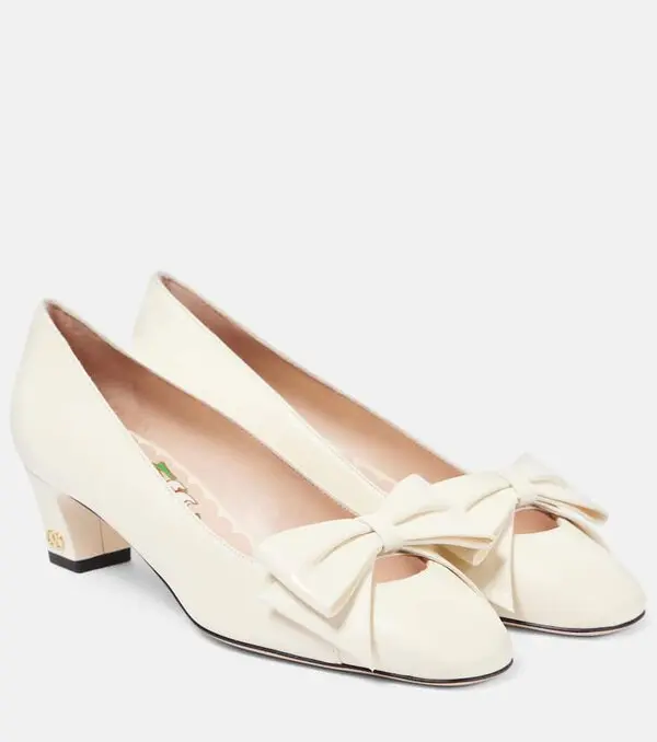 Valentino Garavani Bowow 45 Leather Pumps - White