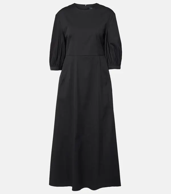 Max Mara Clea Cotton-blend Poplin Midi Dress - Black