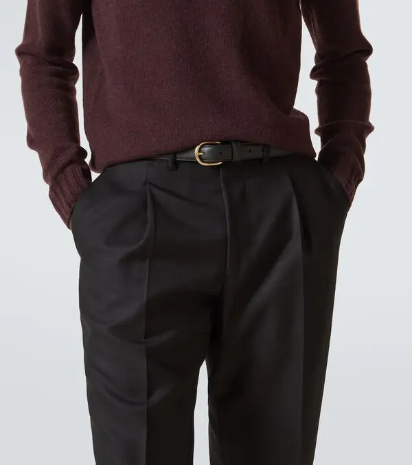 SAMAN AMEL Calf Leather Belt - Black
