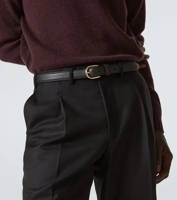 SAMAN AMEL Calf Leather Belt - Black