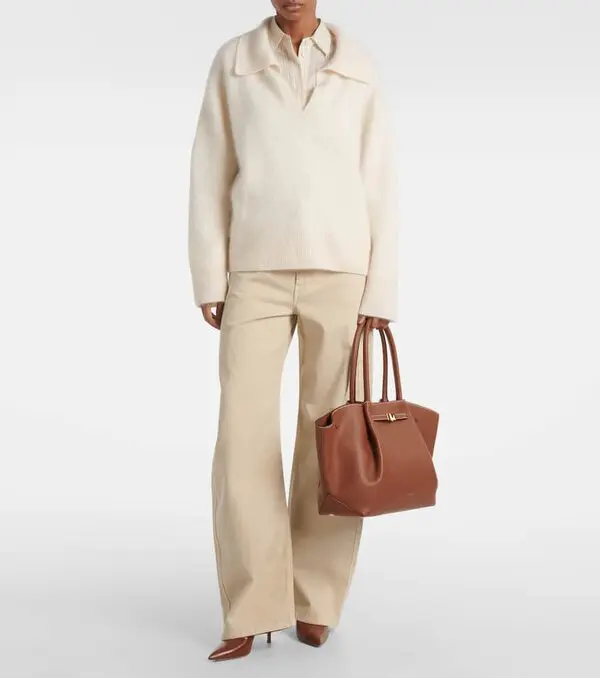 DEMELLIER New York Leather Tote Bag - Beige