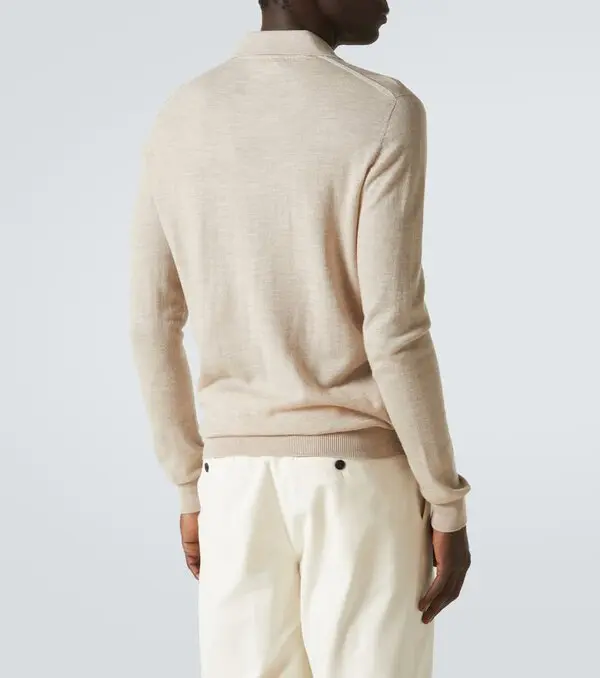 SAMAN AMEL Allen Wool Polo Sweater - Beige
