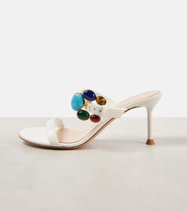 GIANVITO ROSSI Embellished Leather Mules