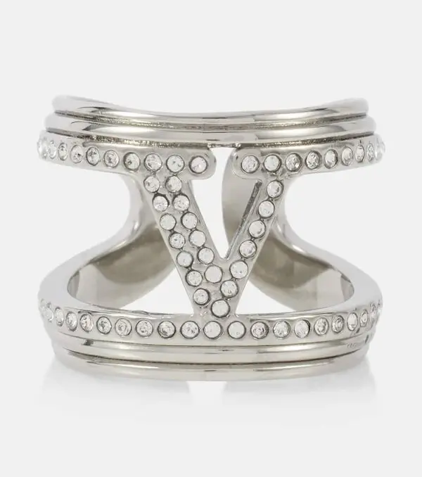 Valentino Garavani Vlogo Crystal-embellished Ring - Silver