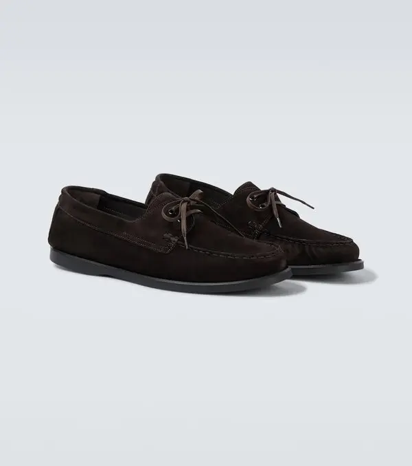 SAMAN AMEL City Moc Suede Boat Shoes - Brown
