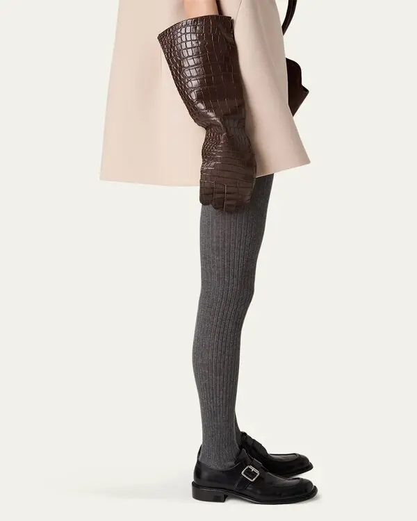 Miu Miu Ribbed Knit Tights - Ardesia