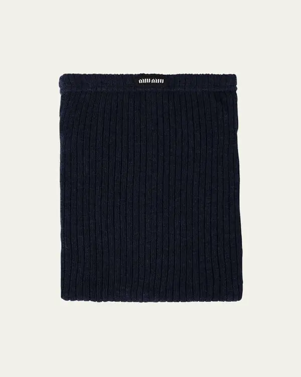 Miu Miu Ribbed Knit Tights - Navy