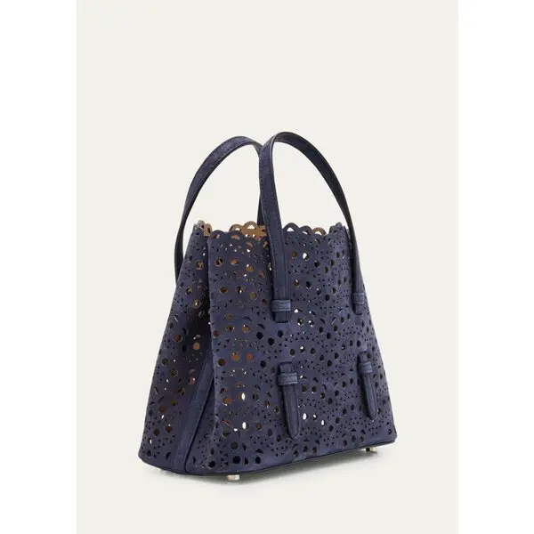Alaïa Mina 20 Perforated Suede Top-handle Bag - Dark Brown