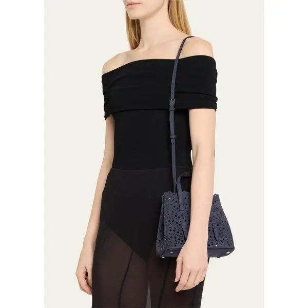 Alaïa Mina 20 Perforated Suede Top-handle Bag - Dark Brown