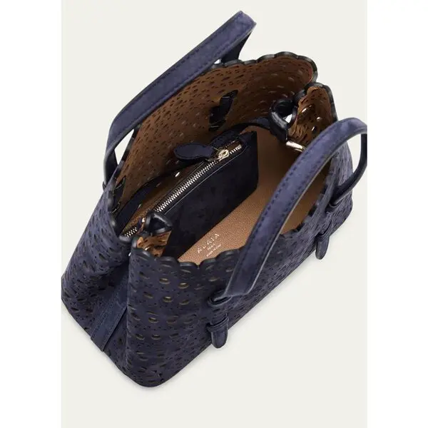 Alaïa Mina 20 Perforated Suede Top-handle Bag - Dark Brown