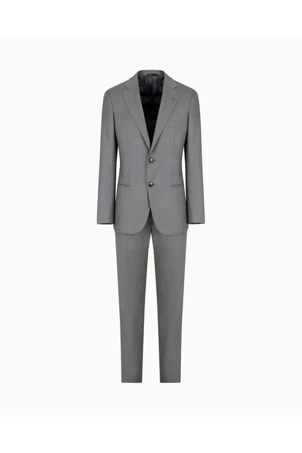 Giorgio Armani Single-breasted Soho Line Suit In Virgin Wool And Cashmere - Red
