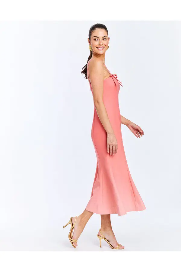 knee length dresses for ladies Calista Dress | Tie-Front Midi Dress main image 1