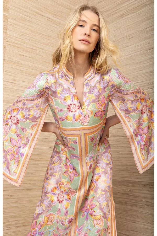 Hale Bob Aileen Silk Caftan Dress