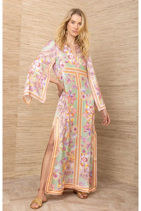 Hale Bob Aileen Silk Caftan Dress