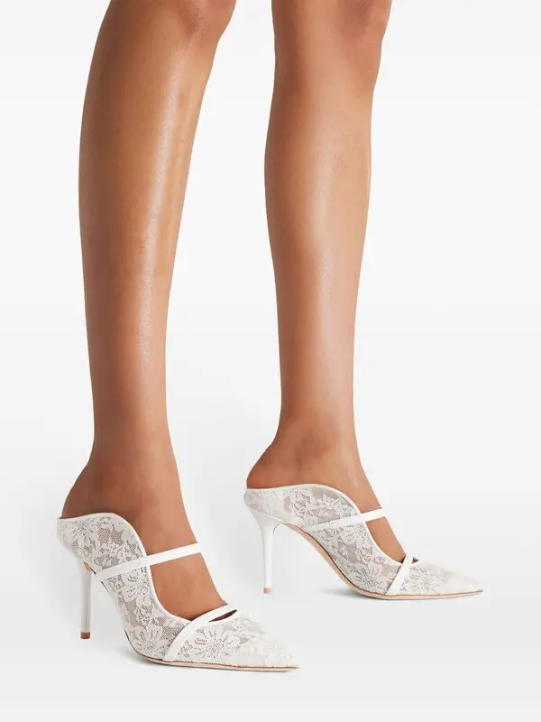 MALONE SOULIERS 85mm Maureen Mules - White
