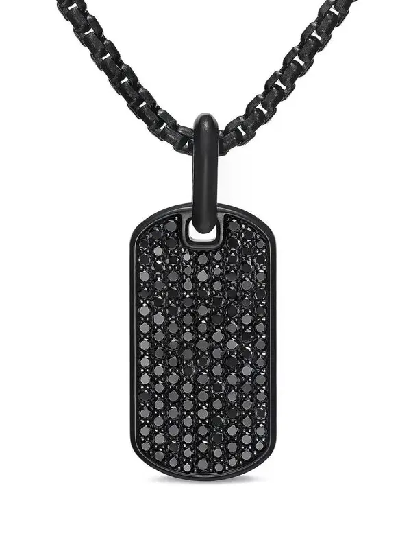 David Yurman Sterling Silver Diamond Chevron Tag - Black
