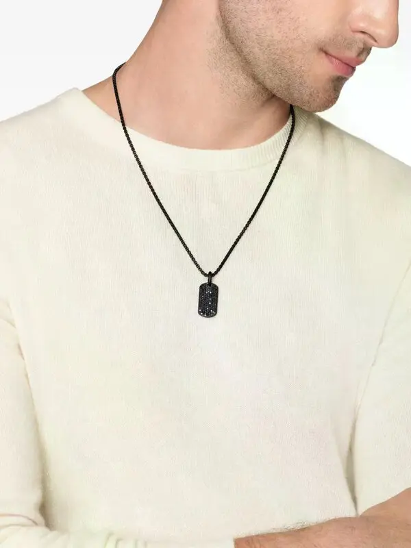 David Yurman Sterling Silver Diamond Chevron Tag - Black