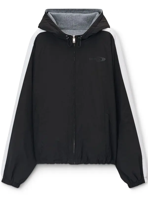 Alexander Wang Reversible Raglan Zip Hoodie In Black - 77% Off