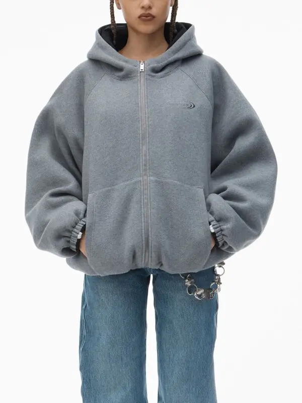 Alexander Wang Reversible Raglan Zip Hoodie In Black - 77% Off