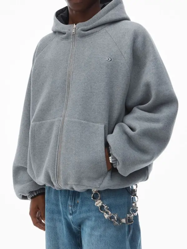 【ALEXANDER WANG】REVERSIBLE RAGLAN HOODIE Alexander Wang Reversible Raglan Zip Hoodie In Black - 77% Off