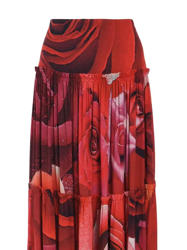 Roberto Cavalli Rose-print Maxi Skirt