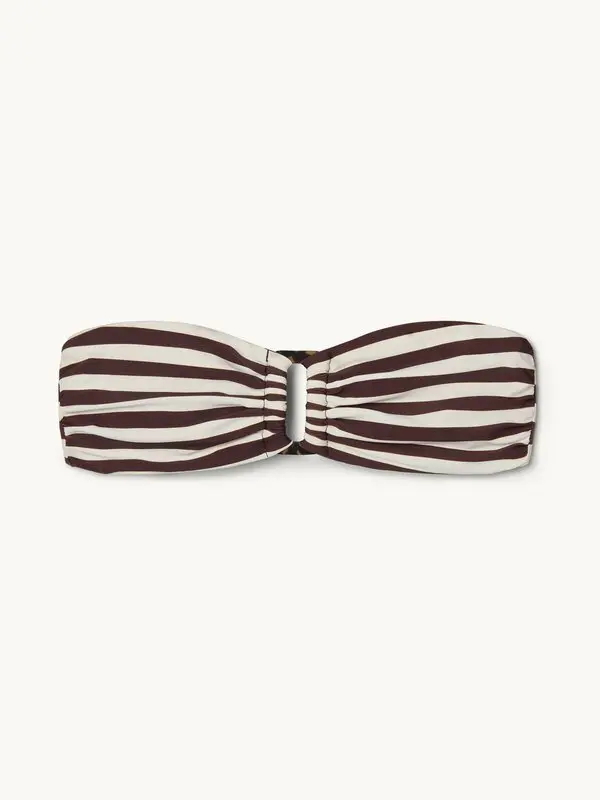 ANEMOS Tortoise Bandeau Bikini Top - Espresso & White Horizontal Stripe