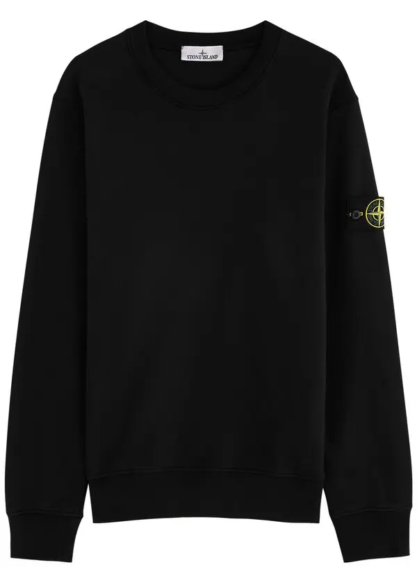 Stone Island Logo Cotton Sweatshirt - Black